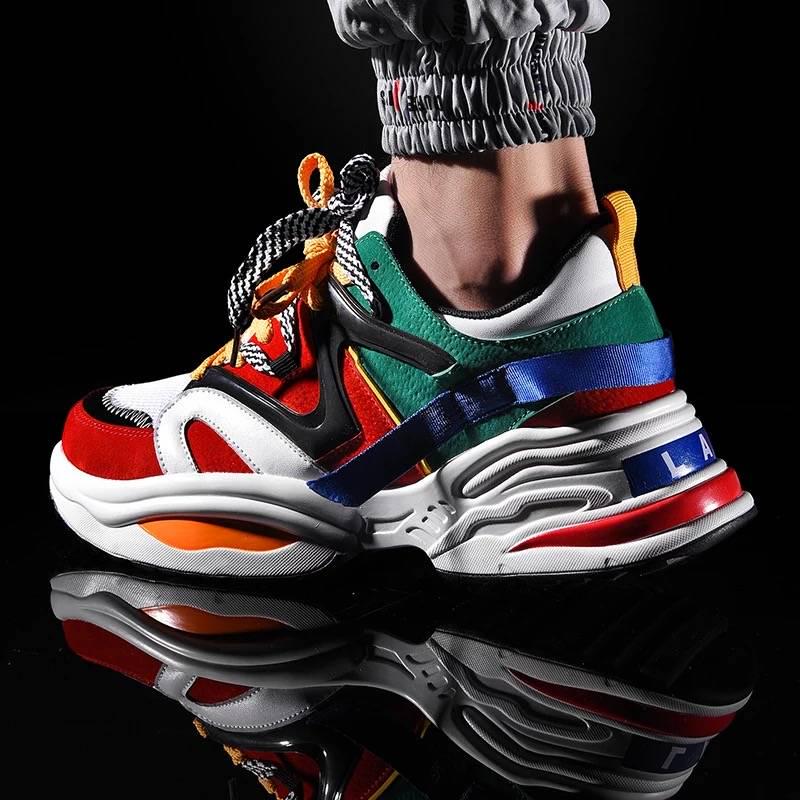 Buy Shoes Men's Sneakers Casual Clunky Shoes Breathable Low Top Lace-Up ...