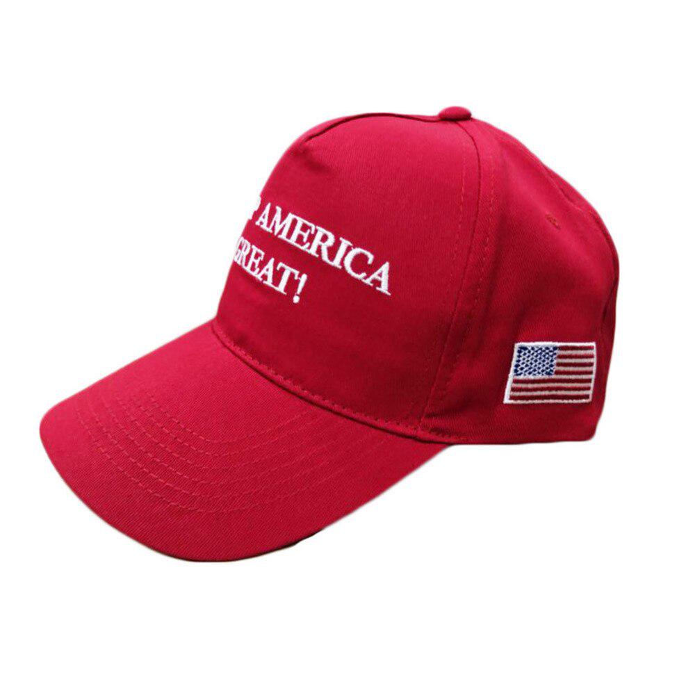 2020 Donald Trump Red Black Hat 3D Embroidery USA Flag Cap Cotton ...