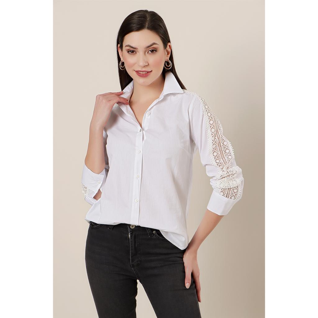Cheap Lace Detailed Shirt with Sleeves | Joom