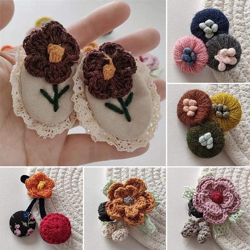 1PC Dress Knitting Brooch Wool Felt Handmade Brooches Cotton Linen Pin ...
