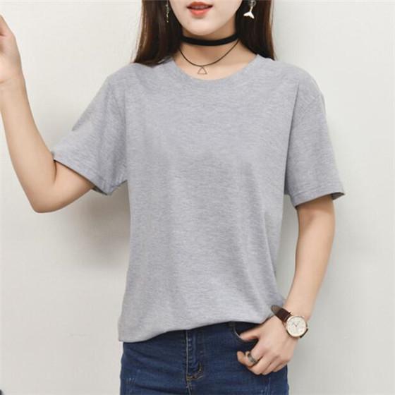 Buy Summer Loose Tops Solid Color Short Sleeve Casual T-shirt at ...
