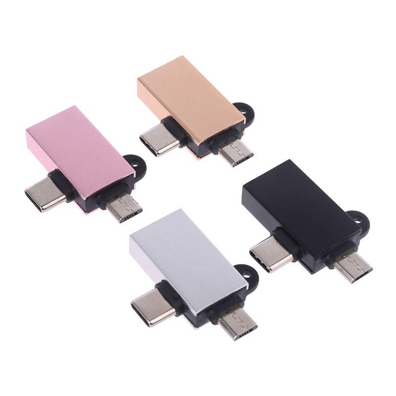 Buy 2 In 1 USB 3.0 Female To Micro USB and Type C OTG Adapter Converter ...