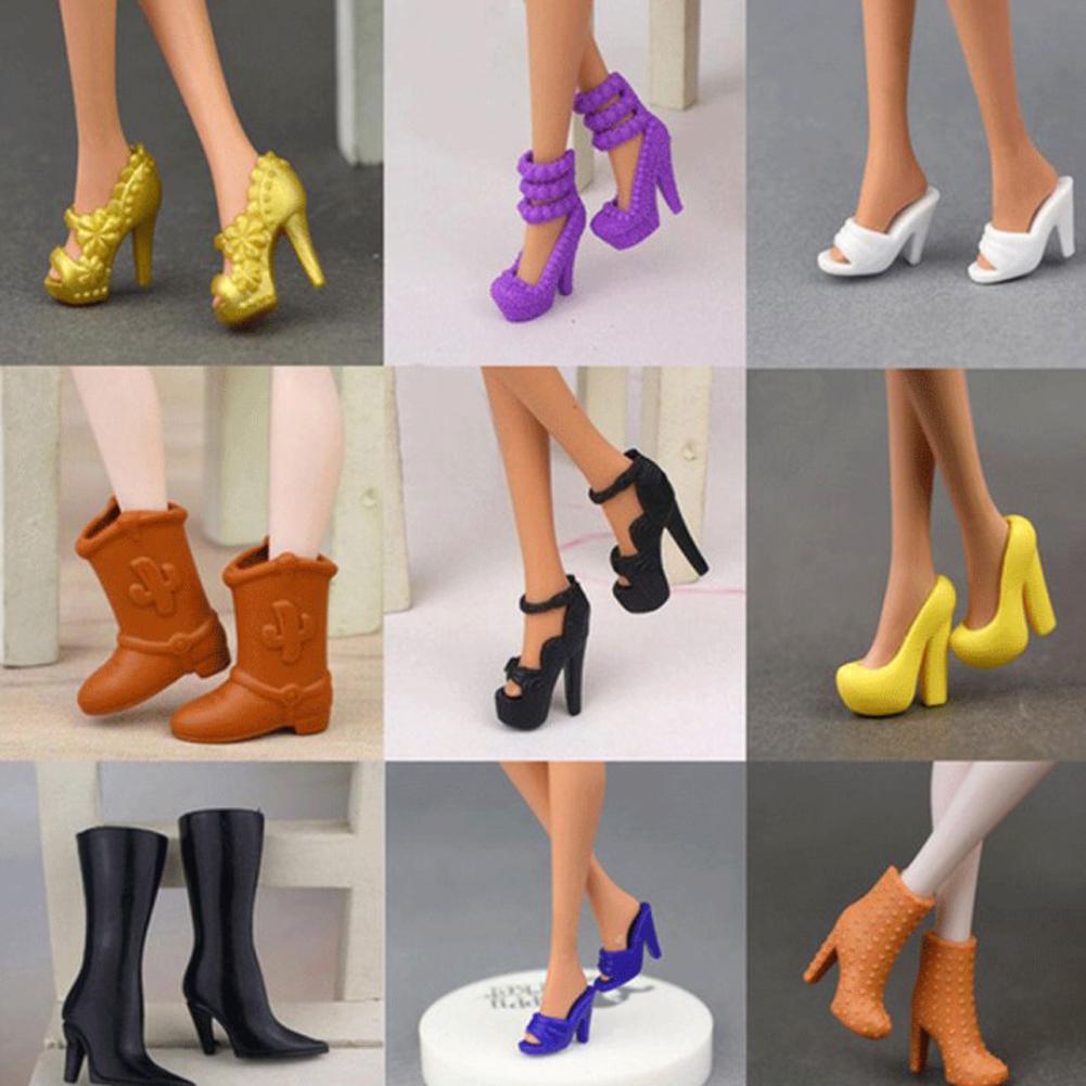 Buy 5 Pair Boots Sandals Slipper High Heel Shoes Barbie Doll Shoes ...