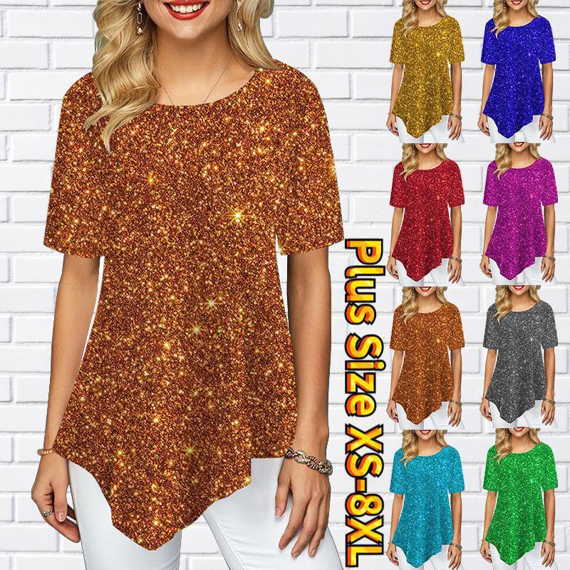 Kaufe 2022 Summer Women's Cute Round Neck Fashion Personality Plus Size Pullover Short Sleeve ...