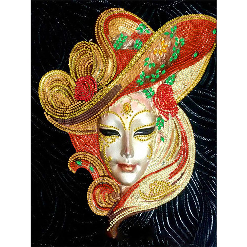 💰Kjøp #A Mask Woman DIY Diamond Painting Kits Partial Special Shape ...