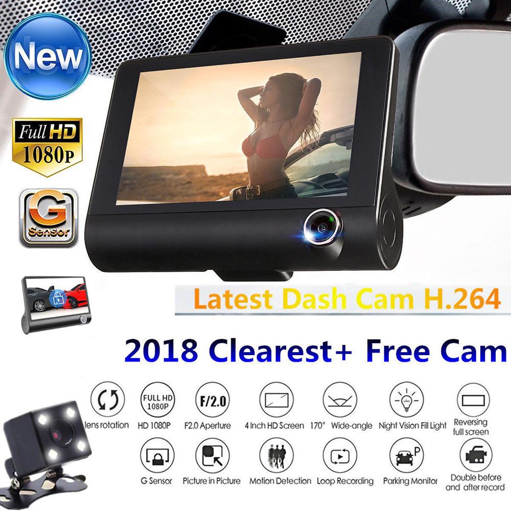 NEW 4'' HD 1080P 3 Lens Car DVR Dash Cam Vehicle Video Recorder ...