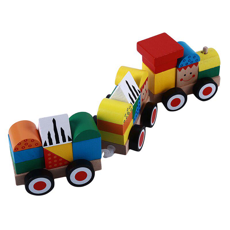 Buy Wooden Hauling Building Blocks Towering Train Geometric Shape ...