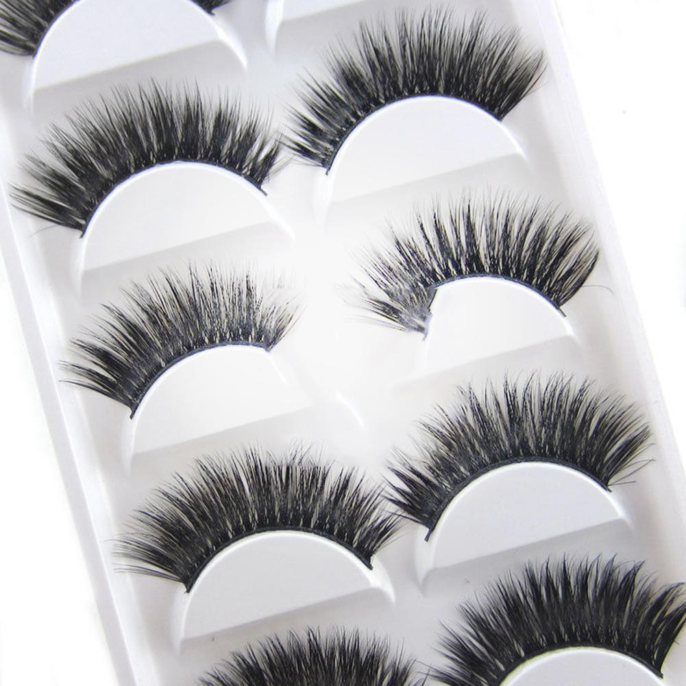 Buy 5 Pairs 3D Fake Eye Lashes Extra Long Thick False Eyelashes Black ...