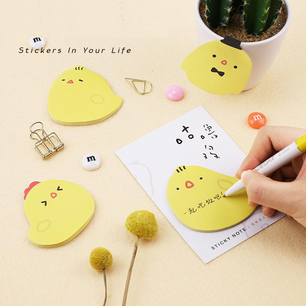 Buy 4pcs Yellow Chicken Sticky Note Cute Memo Pad 30 Sheets Adhesive ...
