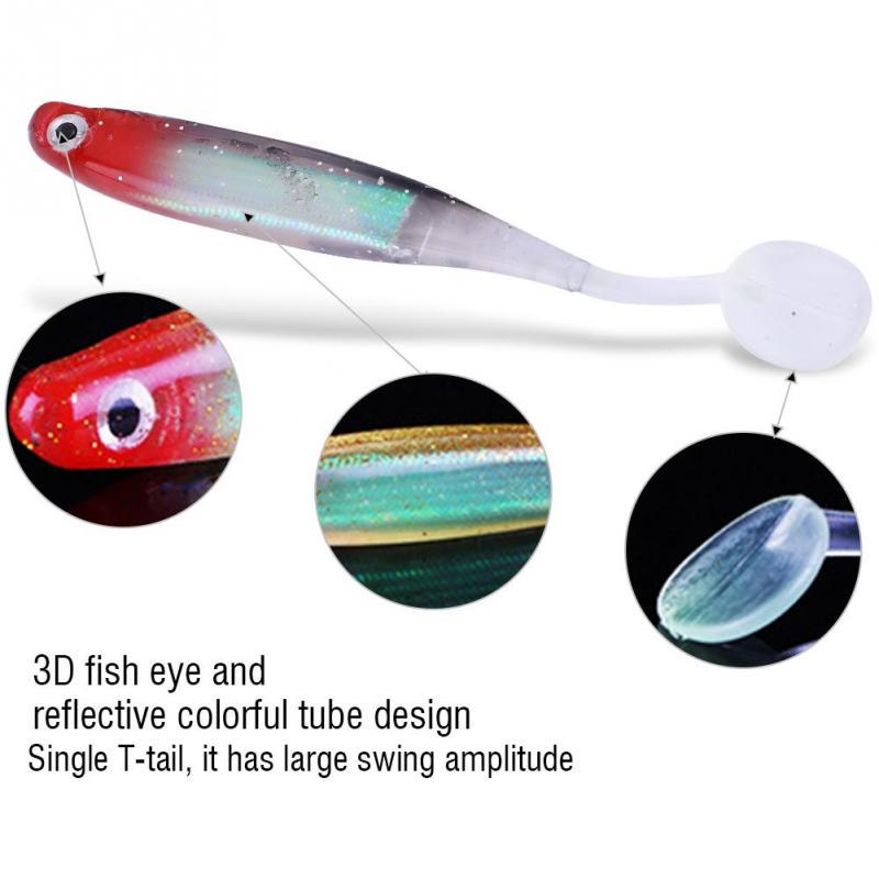 10PCS 10.5cm/5g PVC Soft Fishing Lures Colorful 3D T-Tail Baits Fisher ...