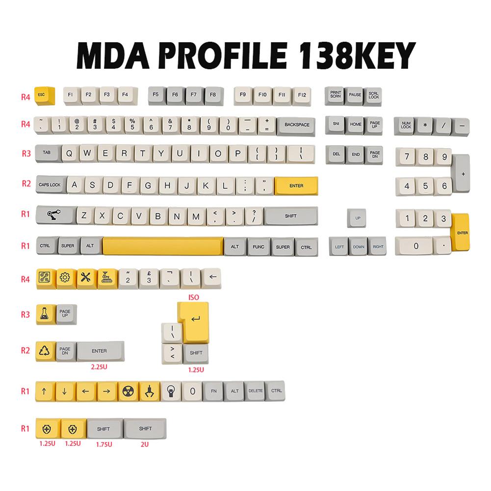 Buy 138 Keys Keycaps Set PBT MDA Profile Keycap Custom Key for ...
