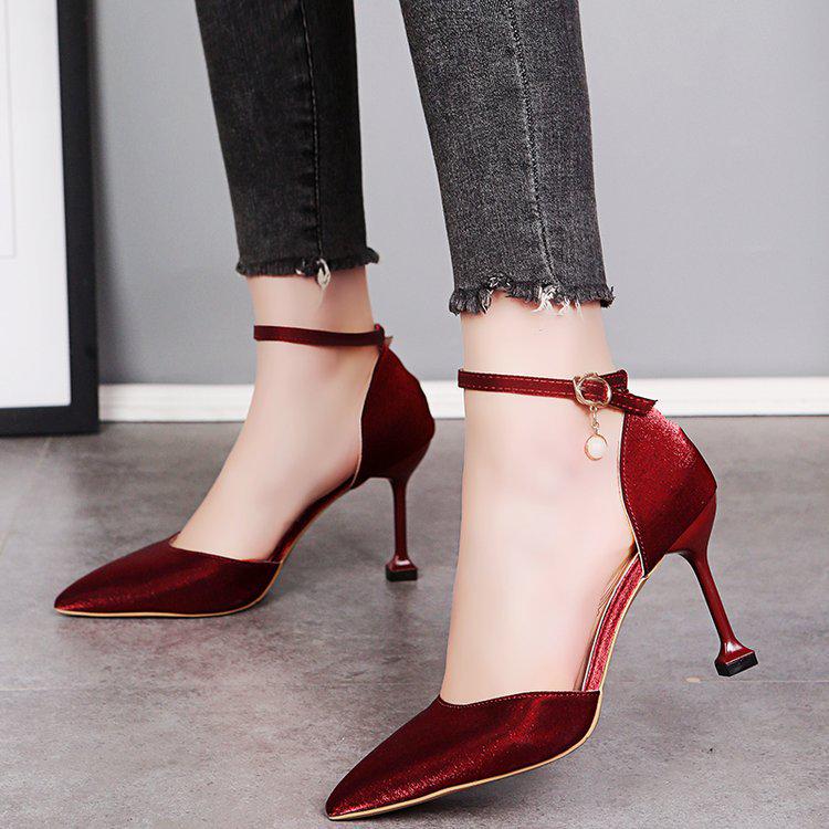 Buy Fashion Simple Stiletto High-heeled Shallow Metal Tip Pointed High ...