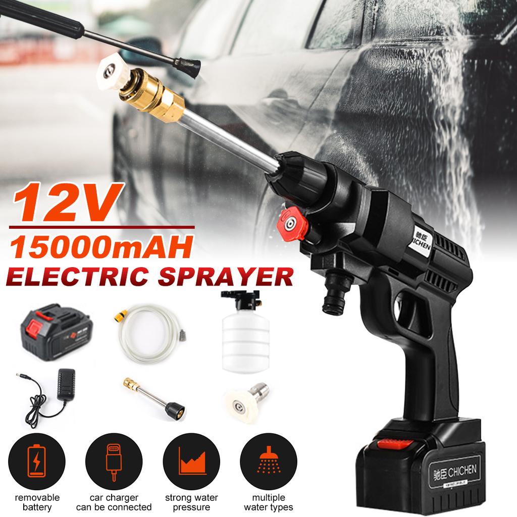 Buy 12V 15000mAh Wireless High Pressure Car Wash Water Gun Portable High Pressure Washer Foam ...