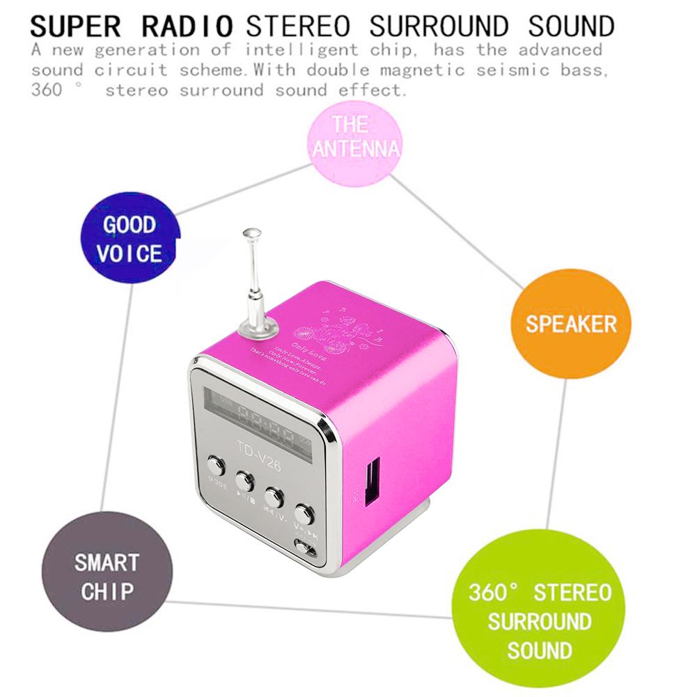 TD-V26 Мини-динамик Bluetooth-совместимый FM-радиоприемник MP3 ...