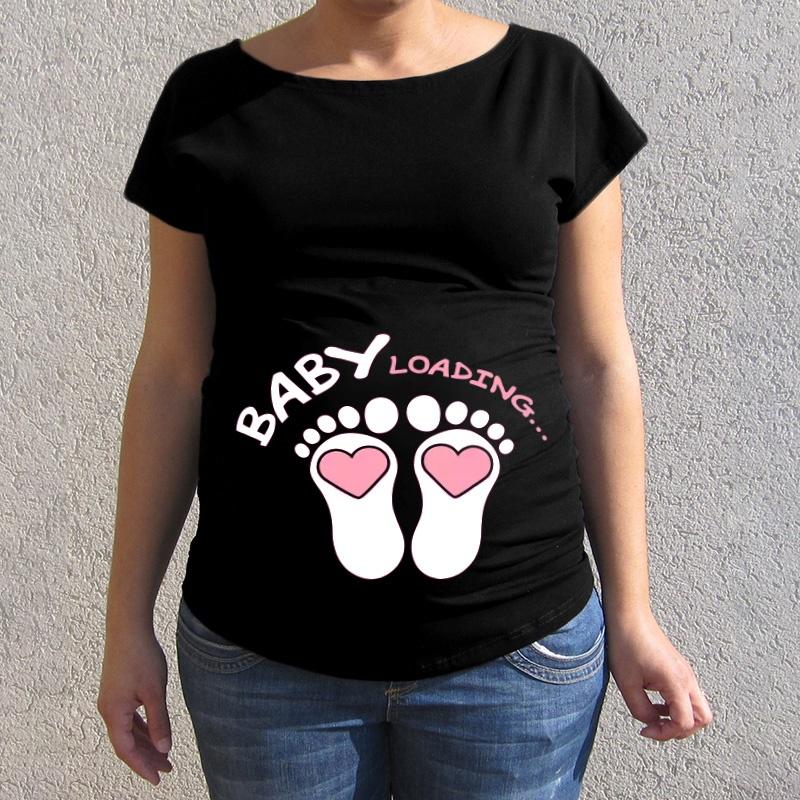 Buy Women's Baby Loading Cartoon Pattern Printed Short Sleeve Maternity ...