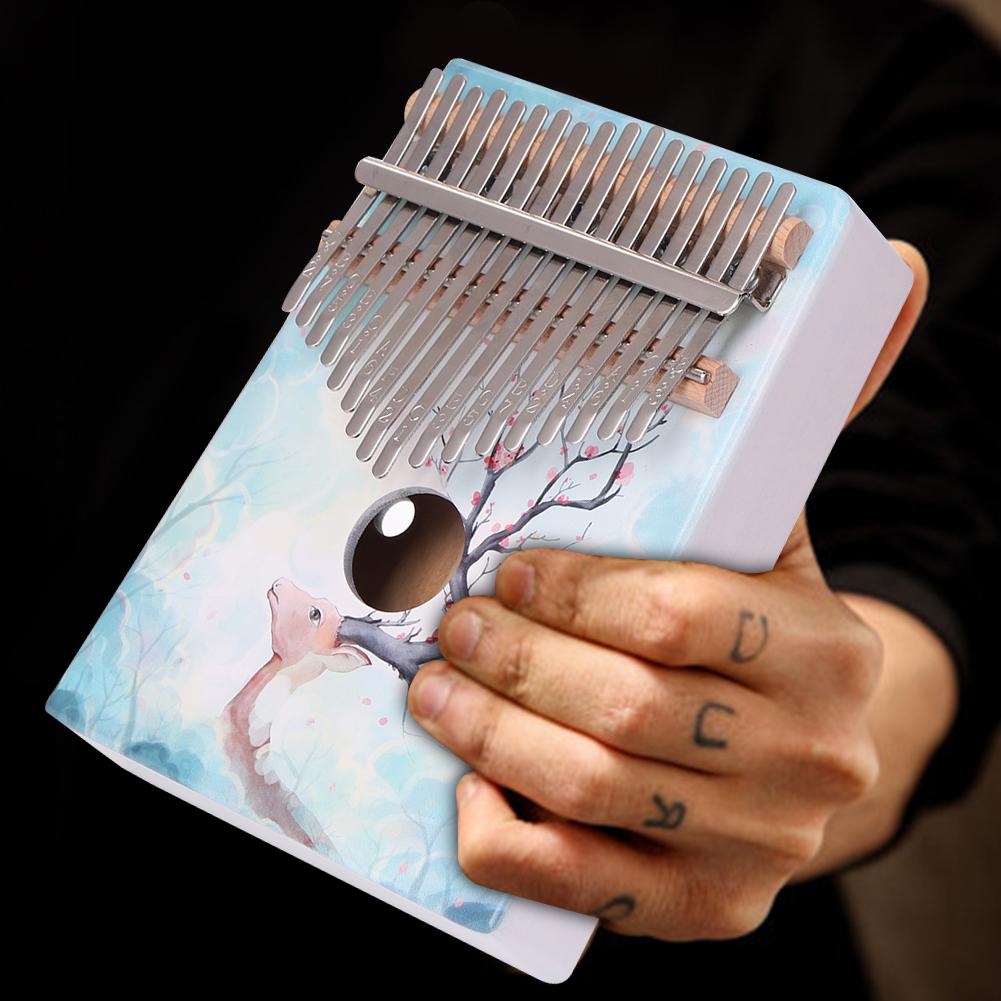 Buy 17-Key Deer Painted Mahogany Kalimba Portable Thumb Finger Musical ...