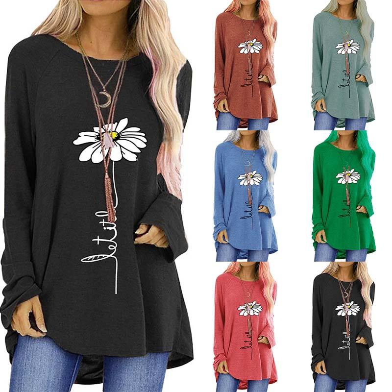 Buy Women's Long Sleeve Floral Print Fall Winter Round Neck Casual ...