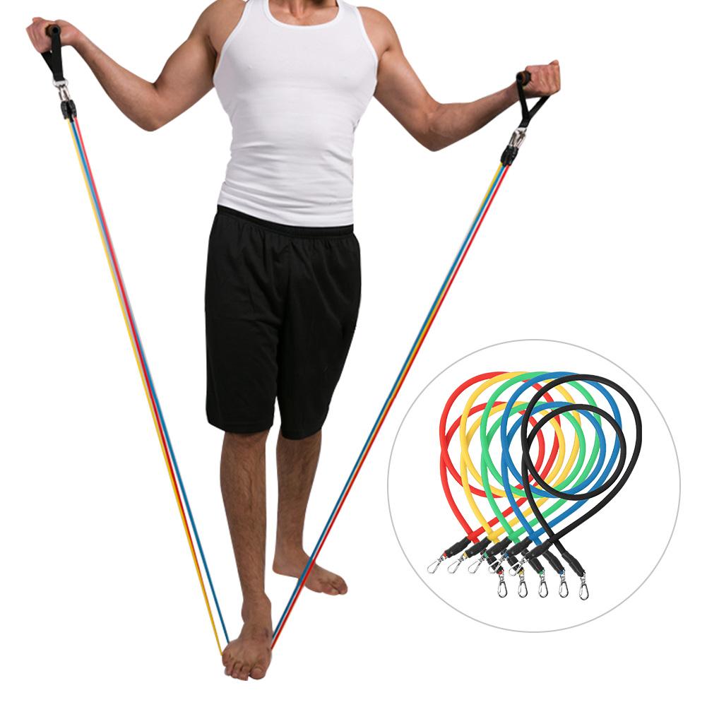 11Pcs Elastic Fitness Pulling Rope Gym Equipment Training Bands Muscle ...