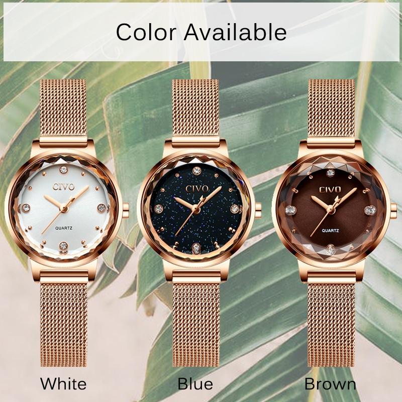 Cheap Fashion Luxury Women Watches Blue Face Quartz Watch Lady Mesh ...