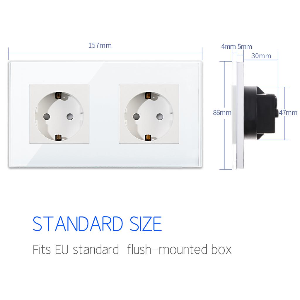 Buy Double Socket European Standard 16A Wall Plug With White Black Grey ...