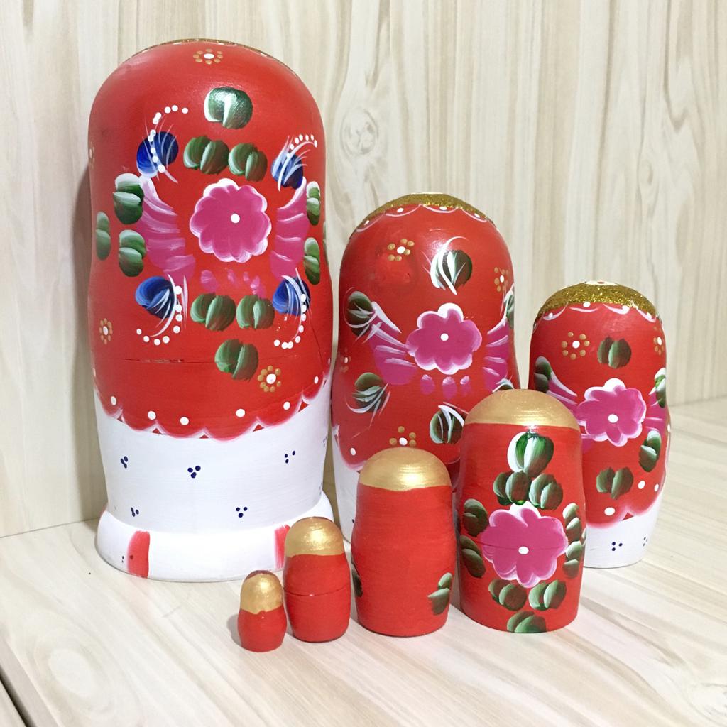 Set of 7 Wooden Russian Nesting Dolls Matryoshka Stacking Nested Wood ...
