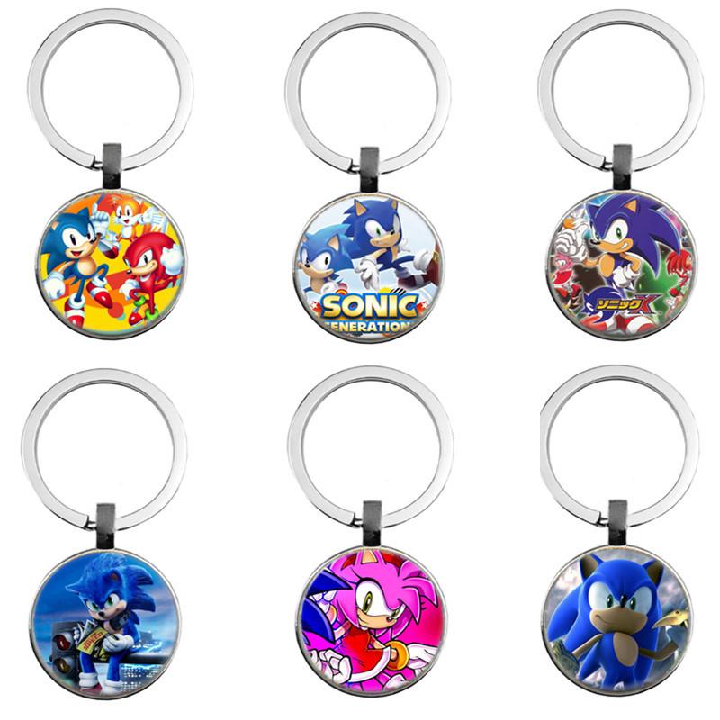 Satın alın Sonic Anime Glass Cabochon Keychain Bag Car Keychain Ring ...