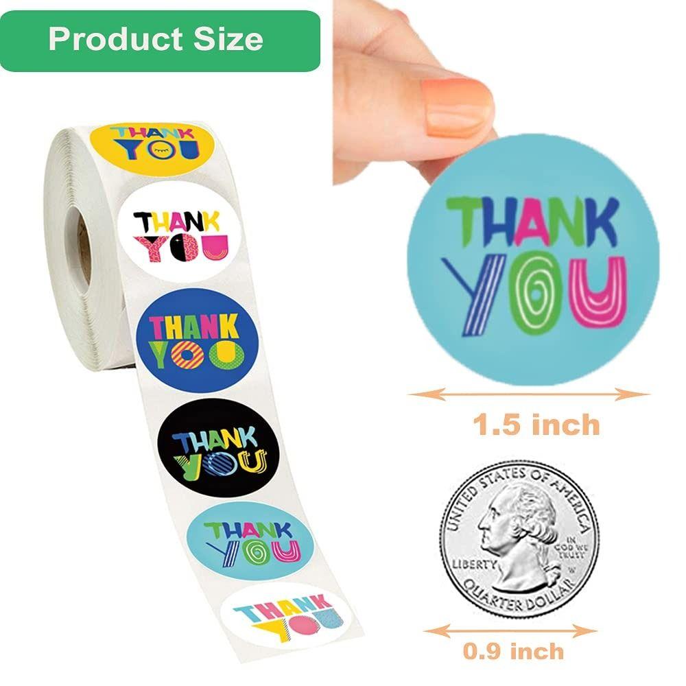 500 PCS Colorful Thank You Stickers Roll 500 PCS Label Stickers Self ...