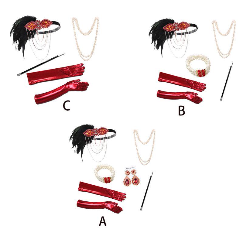 Buy Headband Earrings Necklace Bracelet Gloves Cigarette Holder for ...