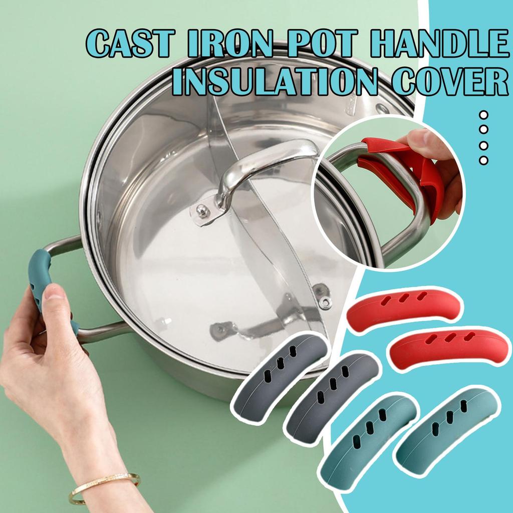 💰Kjøp Pan Pot Handle Covers Insulation Clips Pot Handle Protectors Lid ...