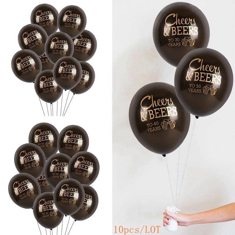 10Pcs/Lot Latex Balloon Set Cheers & Beers To 30th Birthday Balloons ...