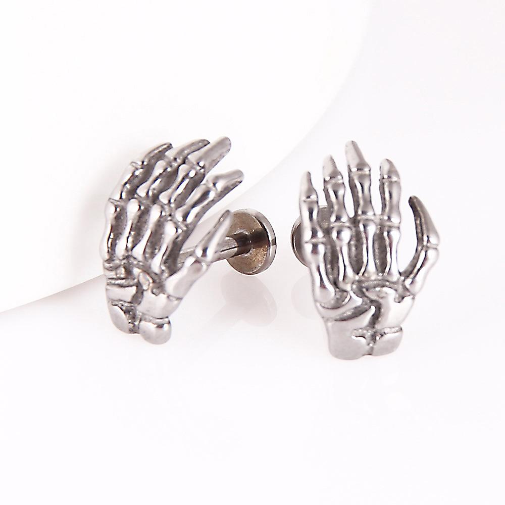 Buy Unique Punk Skull Devil Hand Lip Piercing Jewelry Skeleton Labret ...