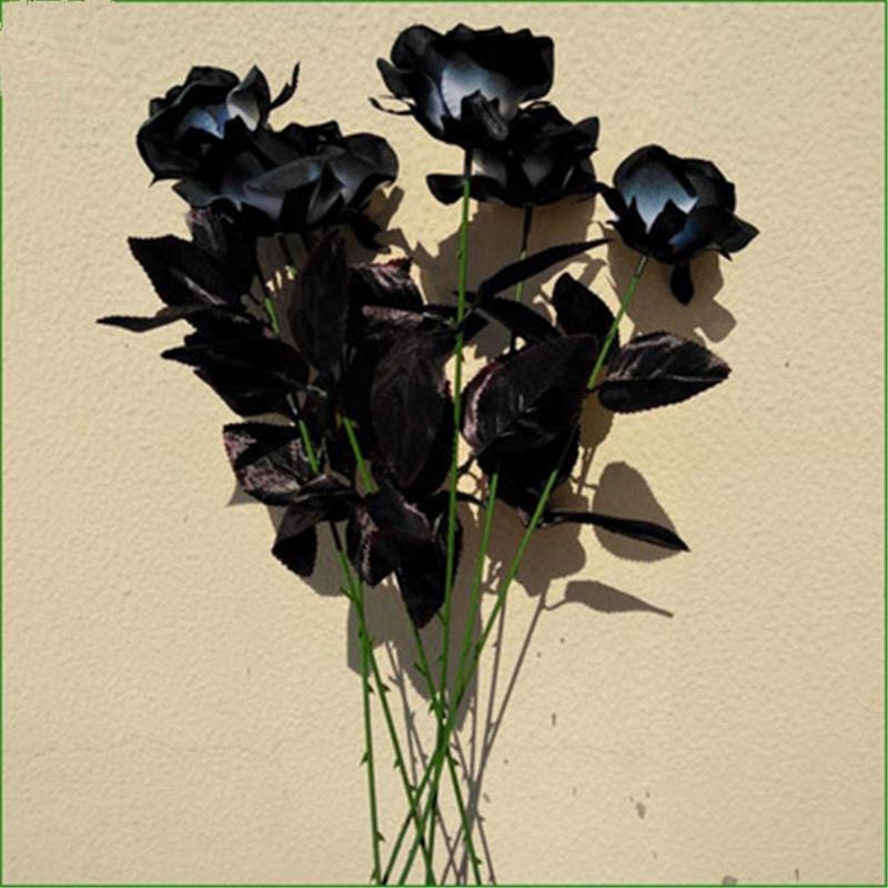 2 Pcs Noble Black Rose Simulated Black Noble Rose Artificial Black Rose ...