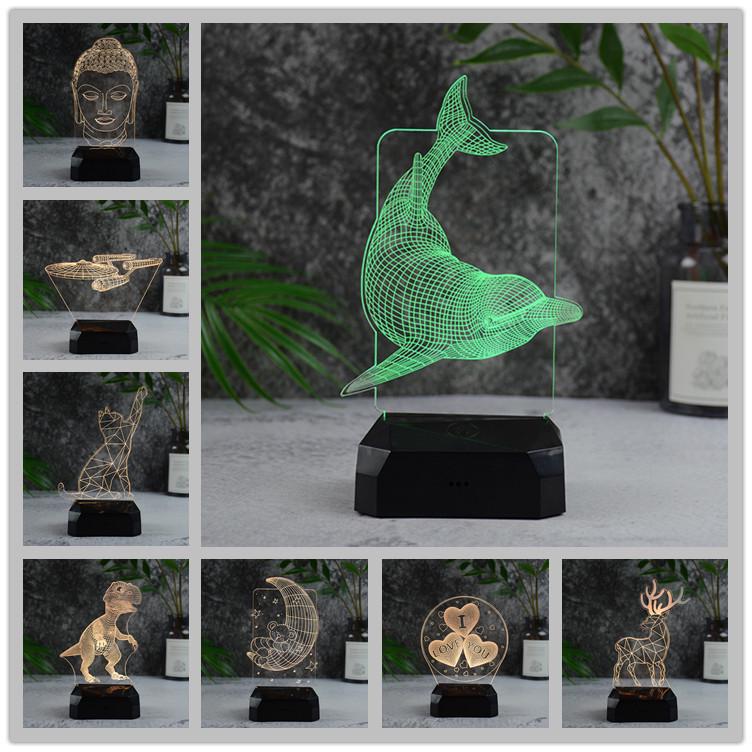 Buy Multiple Patterns LED Night Light 7 Color Changing Bedroom Lamp ...