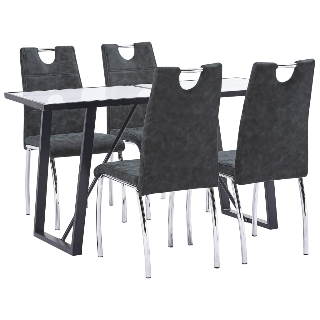 Buy 5-Piece Dining Set Black Faux Leather at affordable prices — free ...