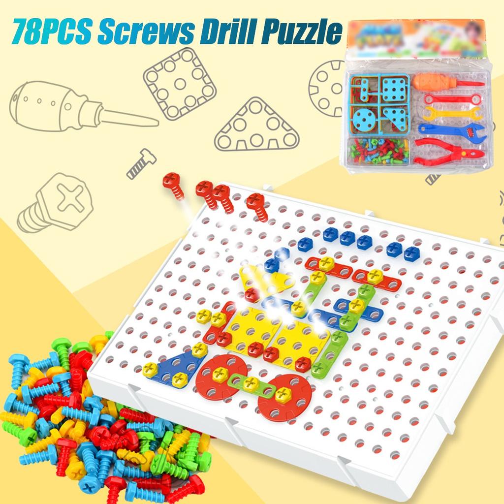 78pcs DIY Kids Screwing Blocks Toys Children Toys Drill Puzzle Early ...