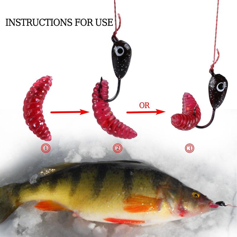 Buy Sougayilang 200/100pcs/box Maggot Grub Soft Lure Smell Worms Glow ...