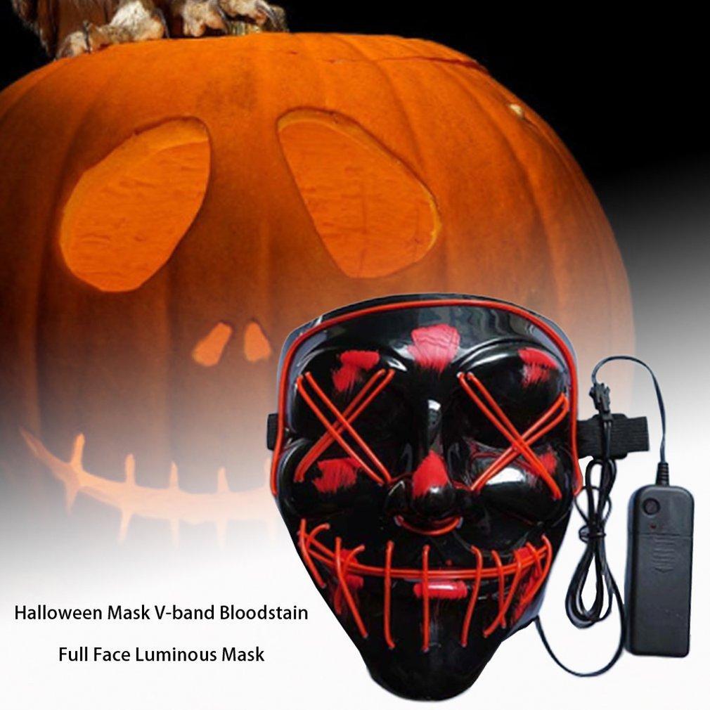 Halloween Mask Bar Party Pvc Mask V-Shaped Bloody Funny Full Face Glow ...