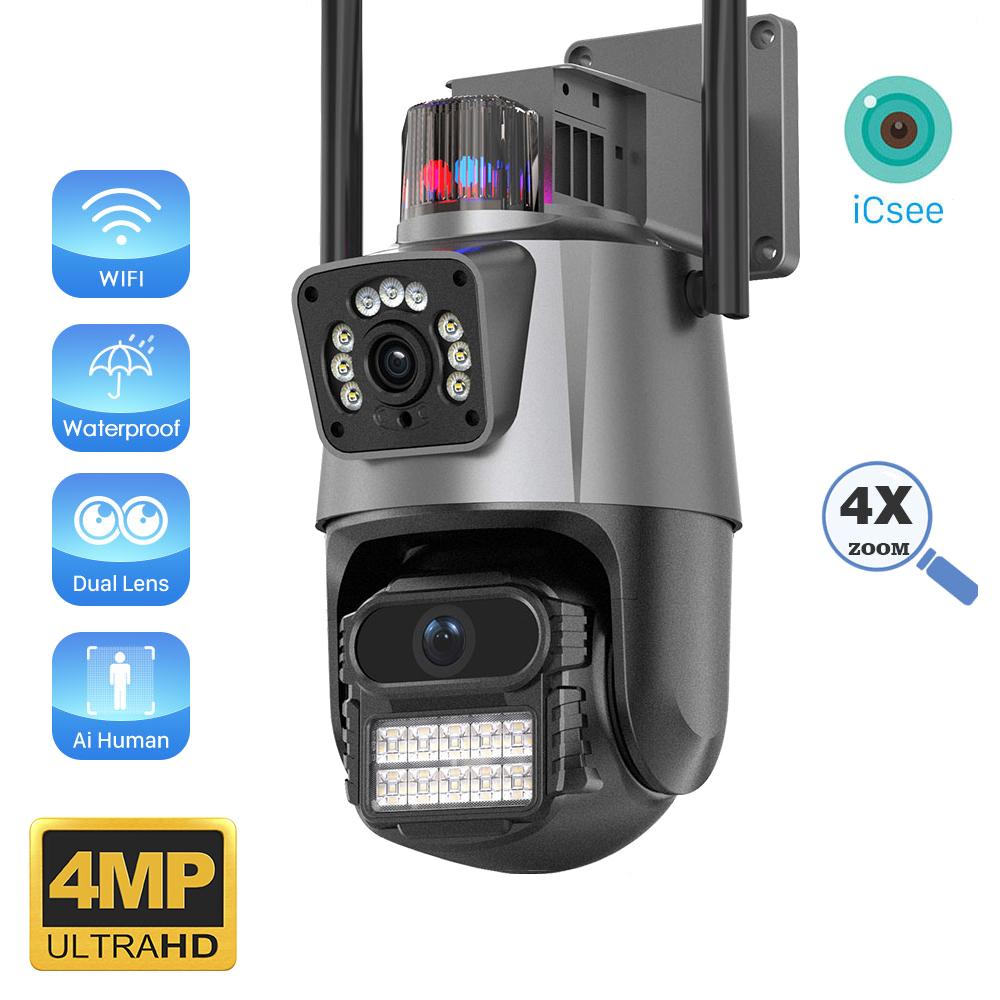 Cheap 4MP 2K IP Camera Outdoor WiFi PTZ Dual Lens Screen Auto Tracking ...