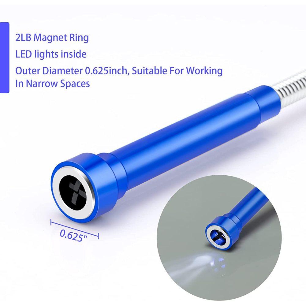 Cheap Claw Magnetic Pickup Tool with LED Light, 24inch Flexible Spring ...