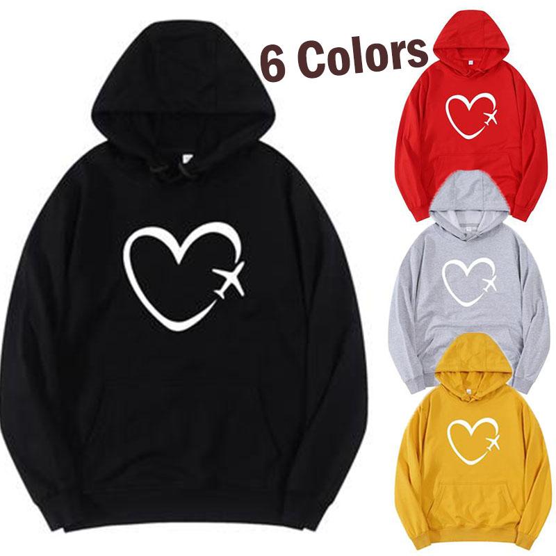 Travel Plane Heart Love Hoodie Women Men Cotton Unix Sex Sweatshirt Hip ...