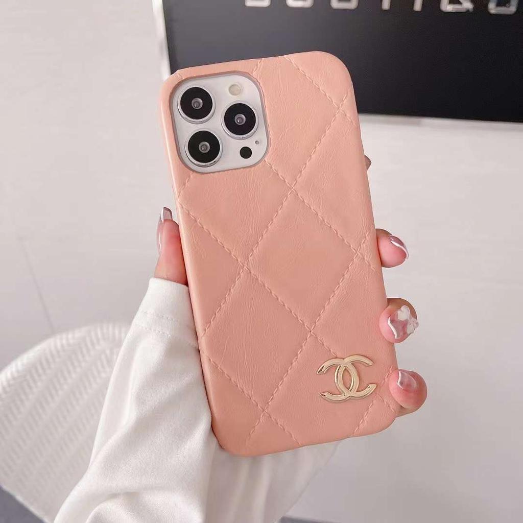 INS Luxury Classic Colorful COCO Lambskin Metal Logo Anti-fall Mobile ...