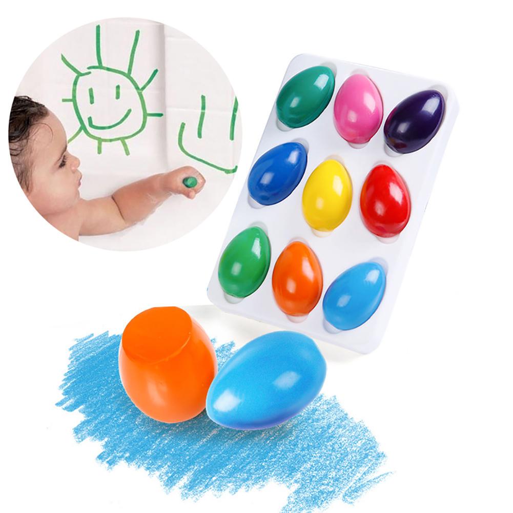 Buy Crayonlab 9 Color Egg Shaped Palm Grip Crayons Drawing Pen Kids ...