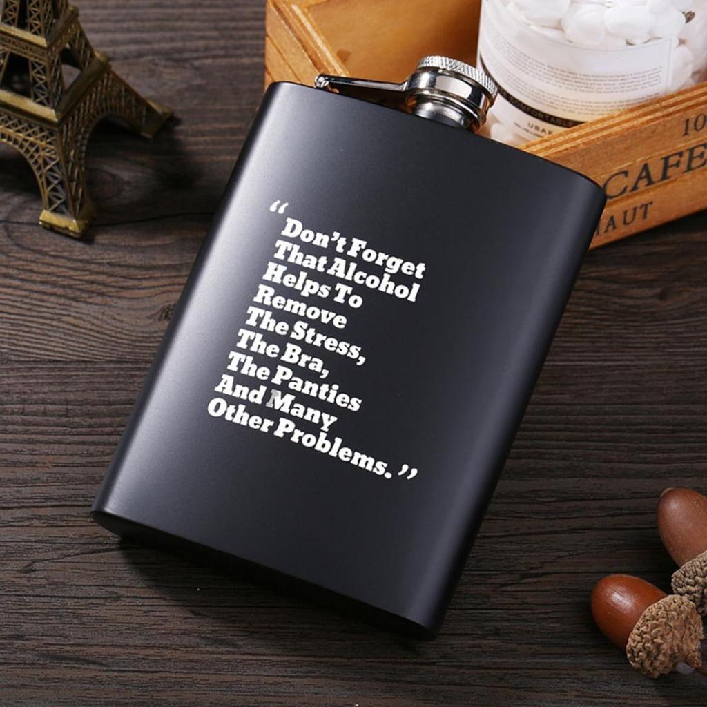 Funny Letter Print Stainless 8oz Men Flask Whiskey Steel Hip Alcohol ...