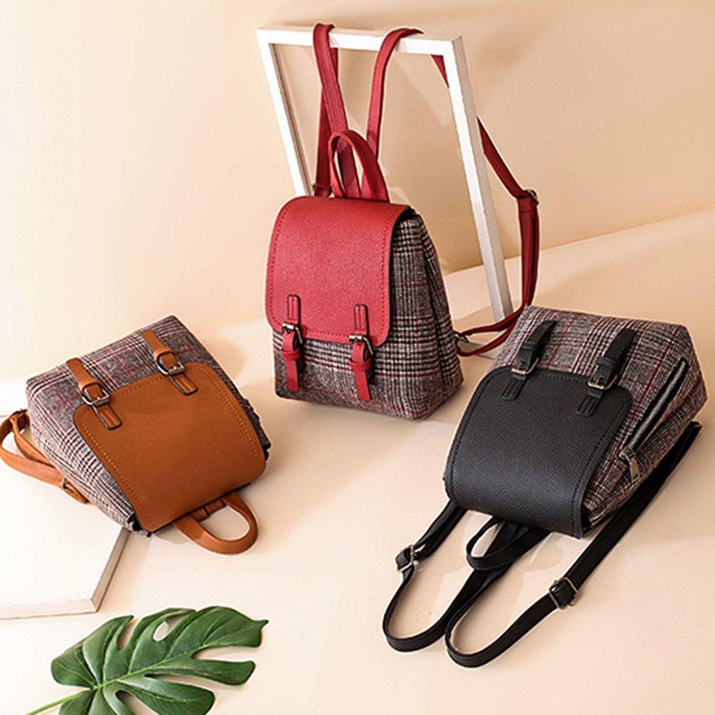 Buy Fashion Plaid Lady Backpack PU Patchwork Students Bag Handheld ...