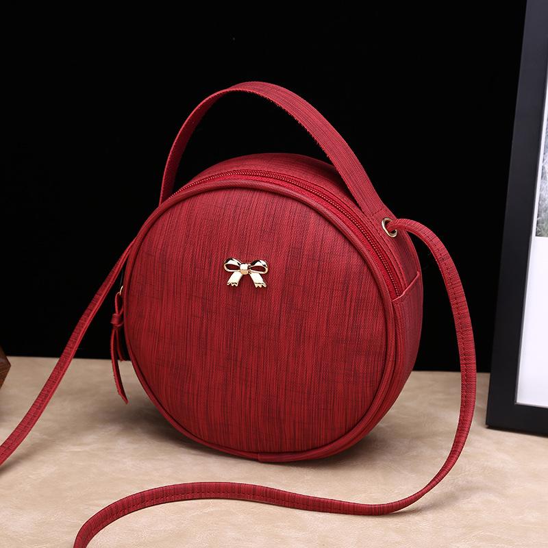 Buy Women Round Bag Leather Women's Circular Crossbody Shoulder ...