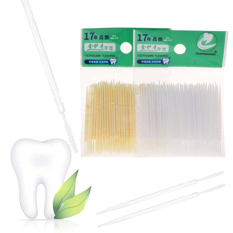 Buy Dental 100pcs/box Floss Interdental Toothpick Brush Teeth Stick at ...