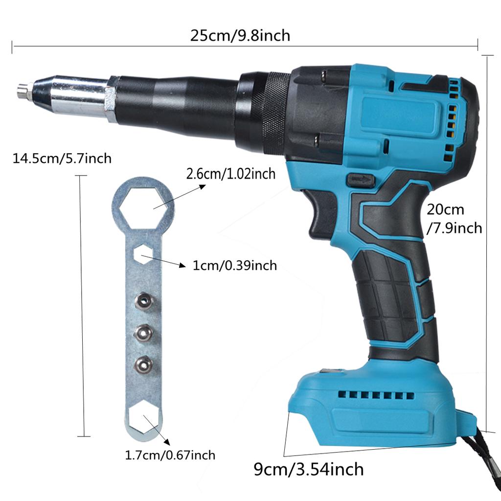 Cordless Rivet Gun Electric Blind Riveter 125N.m 3 Speed 2mm-5mm with ...