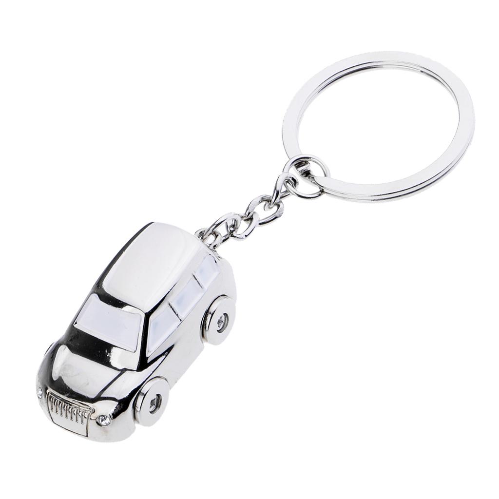Buy Metal Mini Textured Car Shaped Key Chain Silver Keyring Gift for ...
