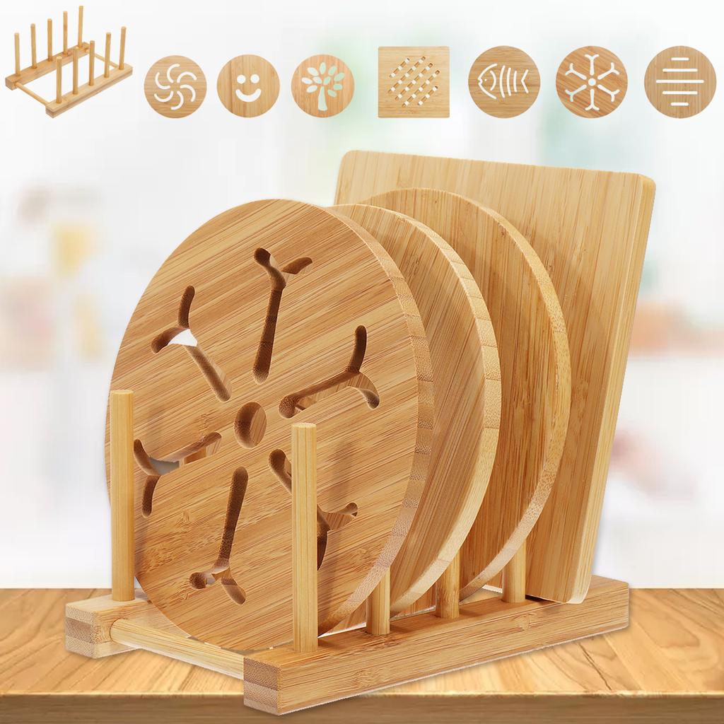 Buy Cup Mat Rack Natural Bamboo Hot Plates Pad Table Coffee Tea Drink ...