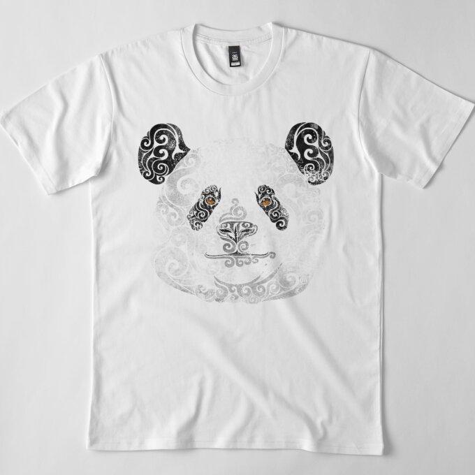 Buy Men Premium Cotton T-Shirt Swirly Panda Print Tees Funny Harajuku ...